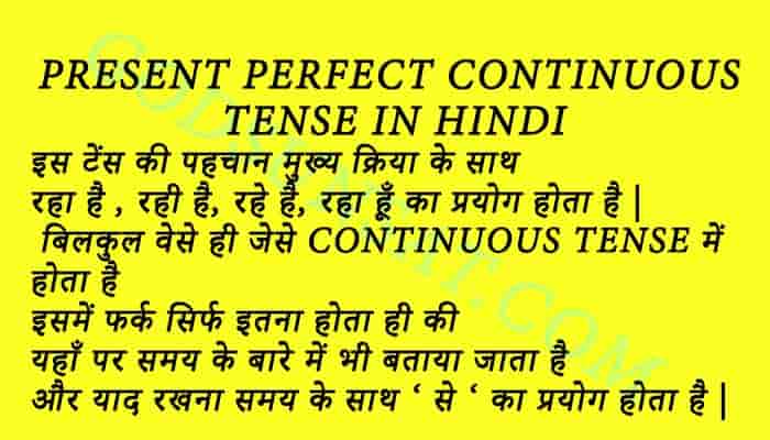 Present Perfect Continuous Tense In Hindi 